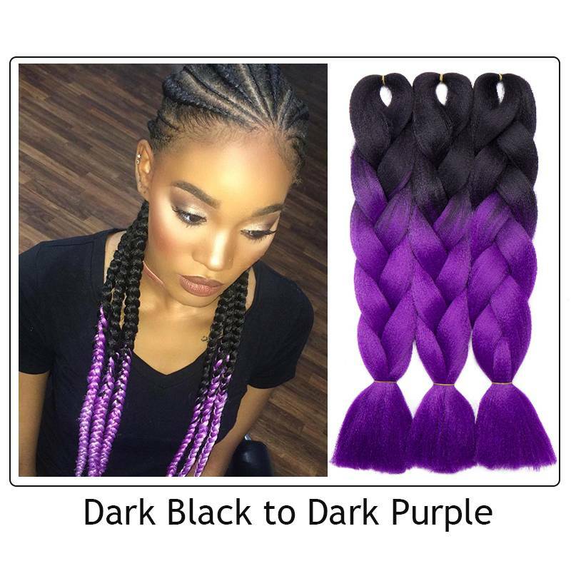 Rainbow Ombre Jumbo Braiding Braids Long Afro Box Crochet Braids Hair ...