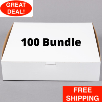 12" x 12" x 2 3/4" White Pie Bakery Box Paperboard Square Disposable ...