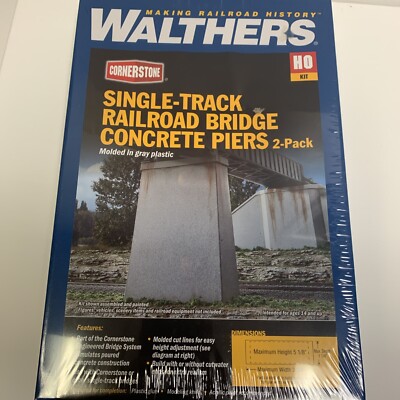 SINGLE TRACK RAILROAD BRIDGE PIERS 2 PACK HO SCALE CORNERSTONE SEALED ...