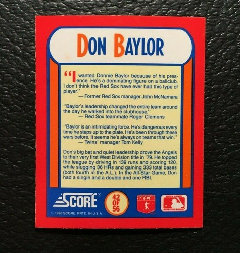 Don Baylor MAGIC MOTION 1990 Score Rookie & Traded MVP CARD | eBay