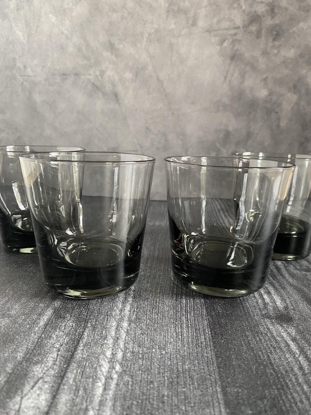 Set of 4 Smoke Glass Low Ball Drinking Glasses Barware Vintage | eBay