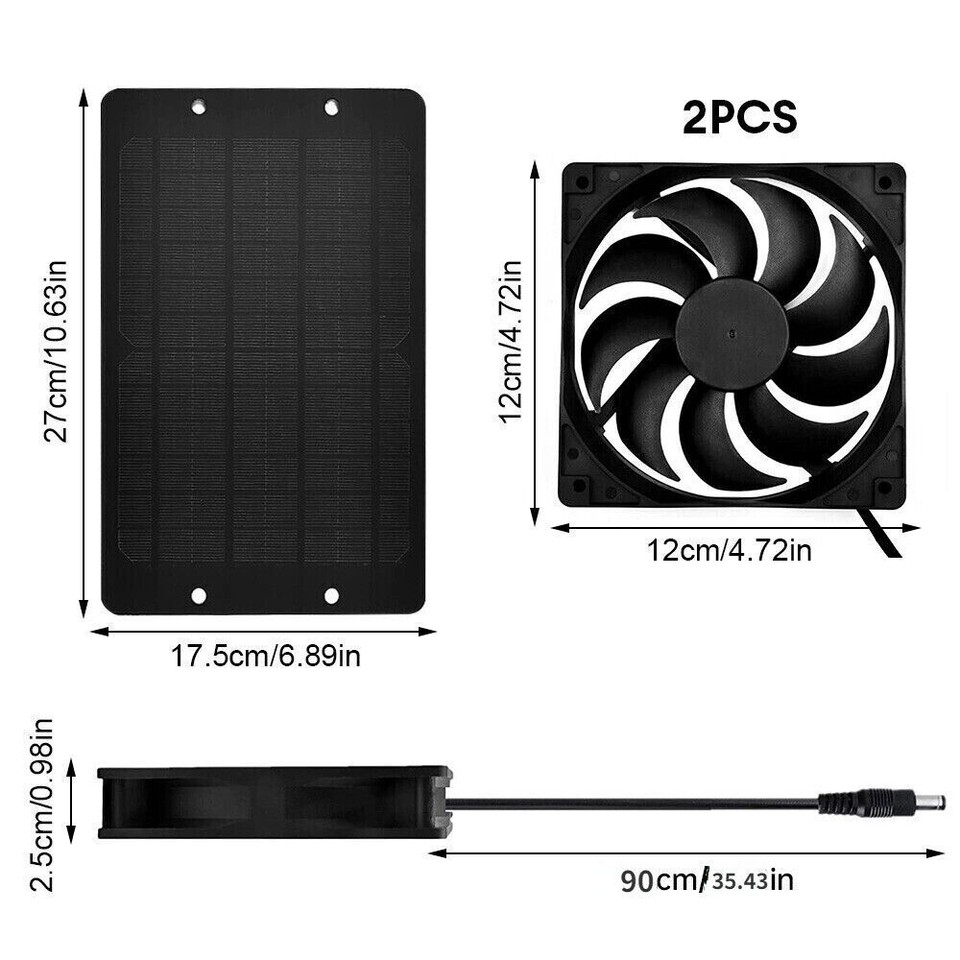 10W Solar Powered Dual Fan Kits For Chicken Coops, Greenhouses,Shed ...