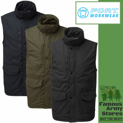 Fort Mens Bodywarmer with Hardwearing Outer Quilted Warm Multi Pockets ...