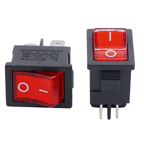 Twidec/6Pcs Rocker Switch AC 6A/125V 10A/250V DPST 4 Pins 2 Position ON ...