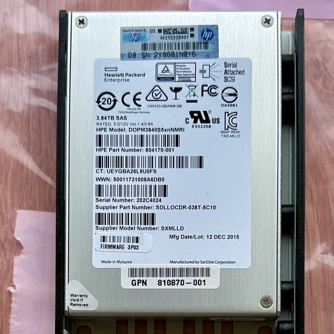 810773-001 HP 3par StoreServ 8000 3.84tb SAS SFF SSD K2p91a for sale ...