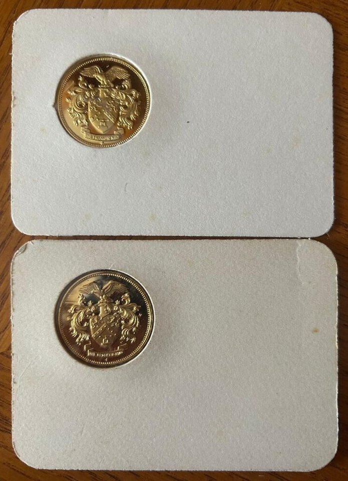 (2) Franklin Mint Collector's Society Charter Member Coin Gold Gilt 925 ...