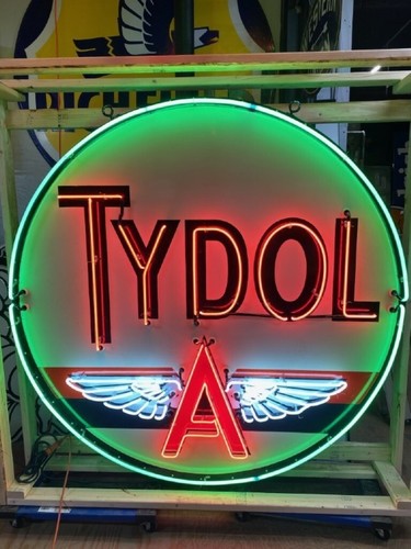 Original Porcelain Tydol Sign with Neon 6 FT Diameter | eBay