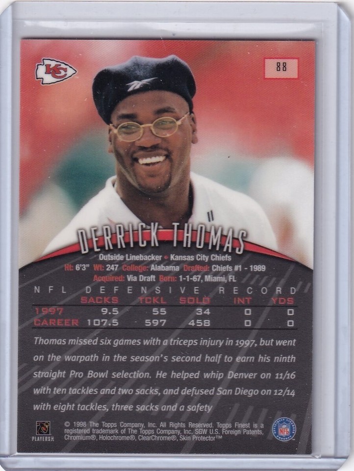 1998 Finest Football Card #88 Derrick Thomas w/Peel | eBay