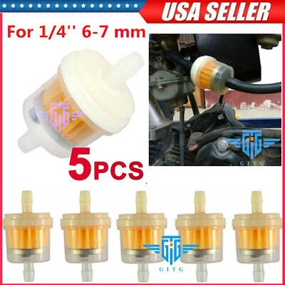 5pcs Motor Inline Gas Oil Fuel Filter Small Engine For 1/4'' Line 6-7mm ...