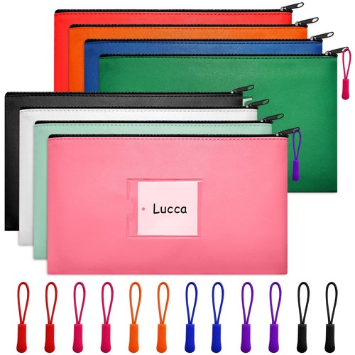 8 Pcs Money Pouch With Zipper - Black Wallet Pouches With Label 11x6 ...