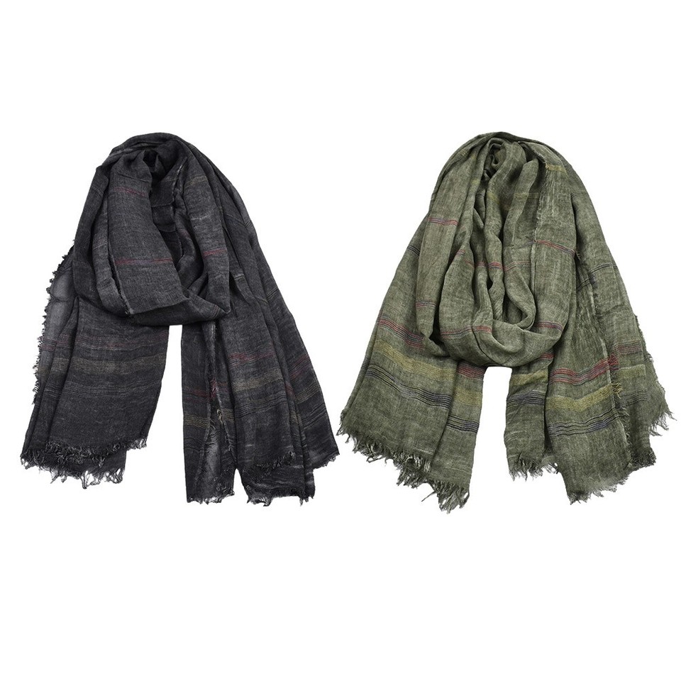 2pcs Stripe Scarf Fashion Women Men Cotton and Linen Shawl Beach Sun ...