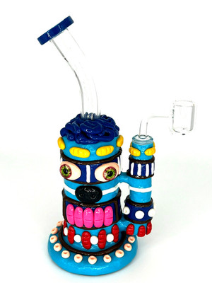 NEON TIKI 3D PAINTED WATER BONG PIPE - 2 FREE GIFTS - HONEYCOMB PERC ...