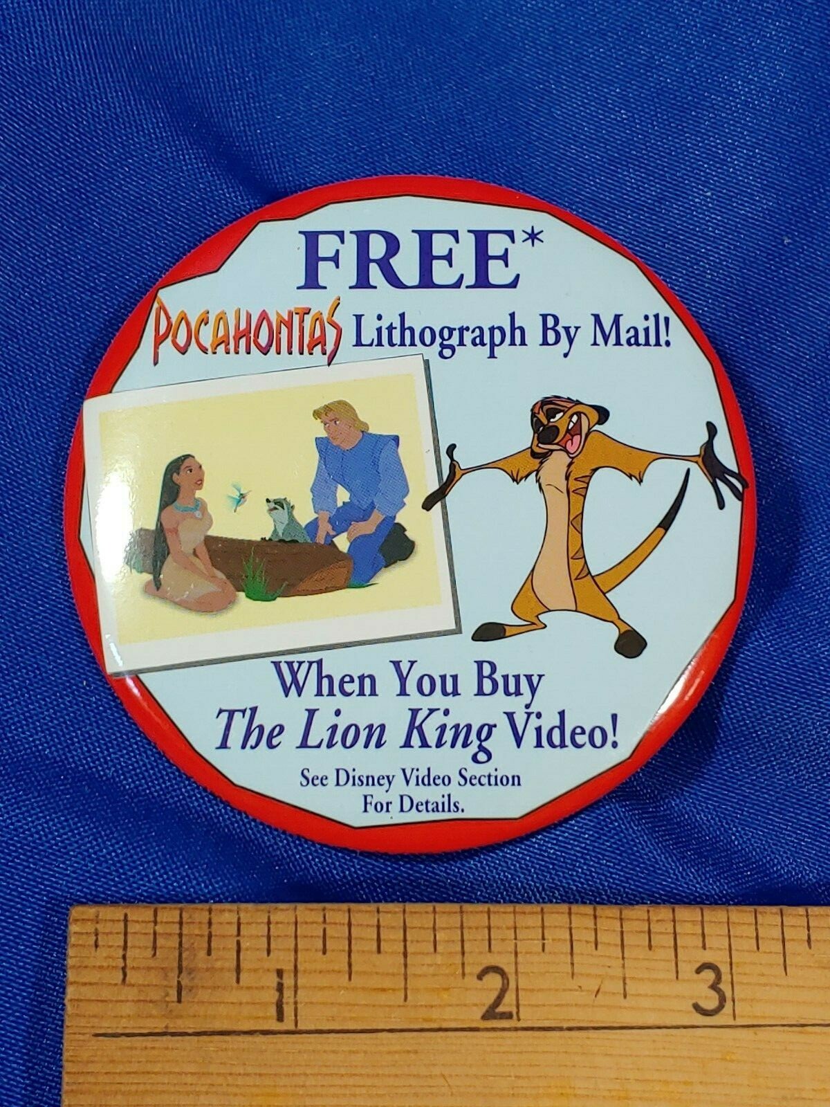Disney Pin Pocahontas Lion King PINBACK VIDEO VTG VHS PROMO STORE ...