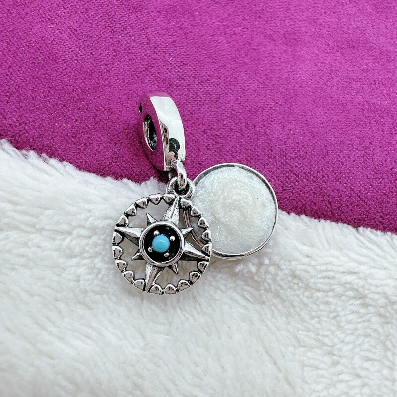Genuine Pandora Compass Follow Your Dreams 925 Silver & Crystal Dangle ...