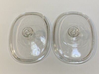 2 PYREX F12C Replacement Clear Oval Glass Lid Only Fits Corning 1.5 Qt ...
