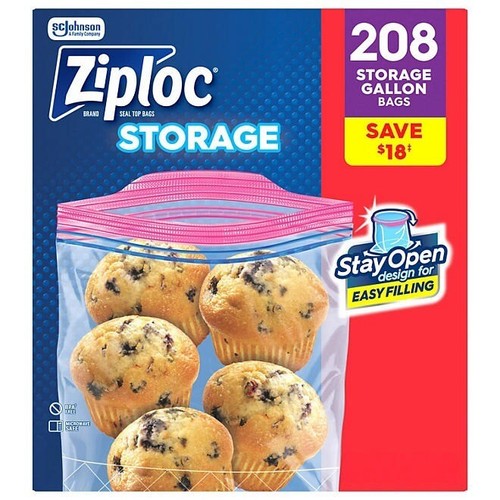 Ziploc Gallon Size Bags – 208 Count, Double Zipper Seal for Secure ...