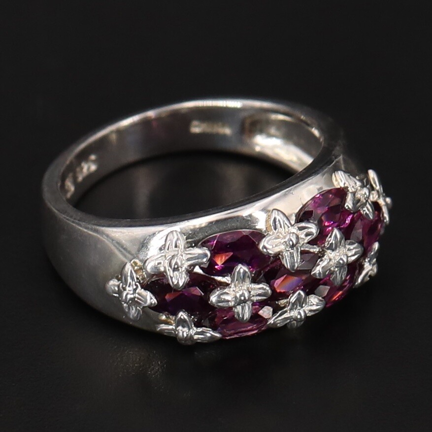 Sterling Silver - MICHELLE ALBALA Purple CZ Flower Ta… - Gem