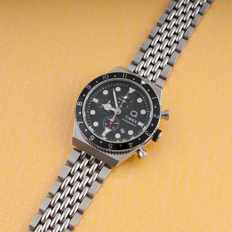 Q Timex Beads of Rice Watch Bracelet M79 GMT Chronograph 18mm Strap ...