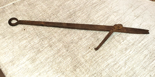 OLD SCALE ARM BLACKSMITH HAND FORGED IRON IMPLEMENT w PRIMITIVE HOOK ...