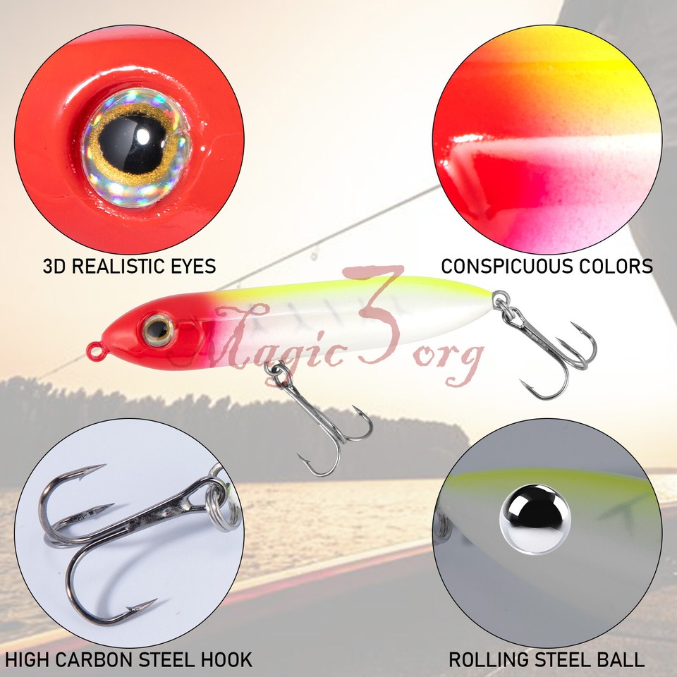 5pcs Saltwater Fishing Lures Kit Topwater Twitch Bait Walk-The-Dog Lure ...