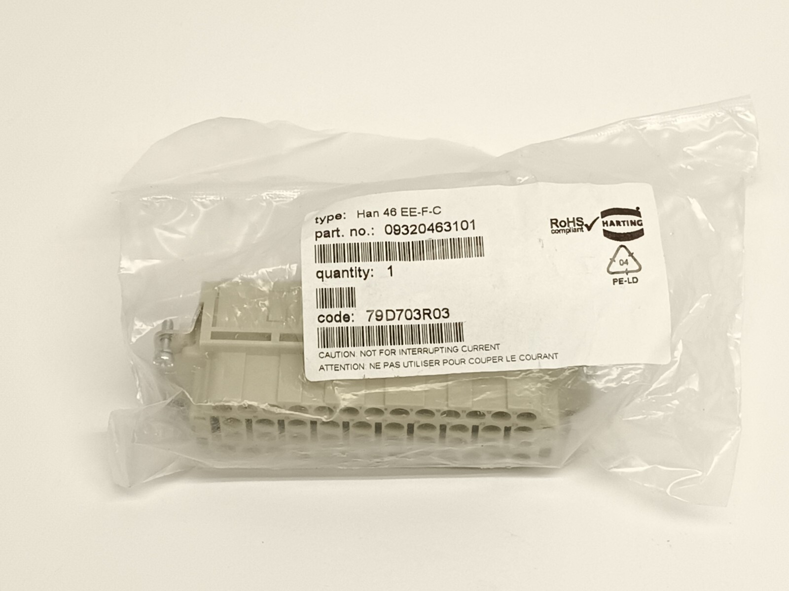 Harting 09320463101 Han 46 EE-F-C Female Crimp Insert | eBay