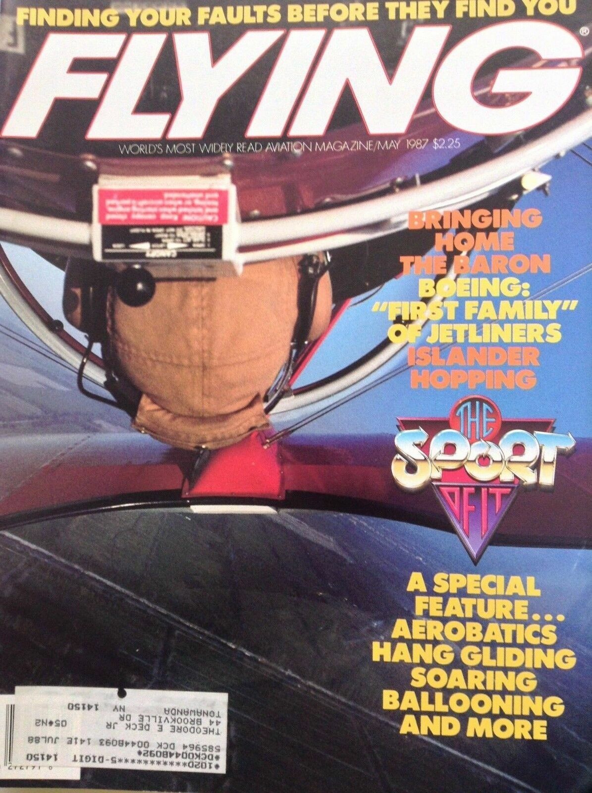 FLYING MAGAZINE MAY 1987, BOEING, BEECH BARRON, SOARING, BALLOONING ...