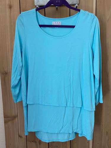 Joan Rivers Blue 3/4 Sleeve Layered Top Size M NWOT | eBay