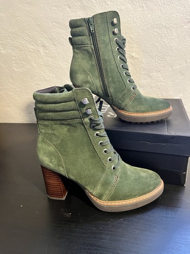 Naturalizer Callie Leather Lace-Up Booties Women’s Sz 5 Green Suede NEW ...