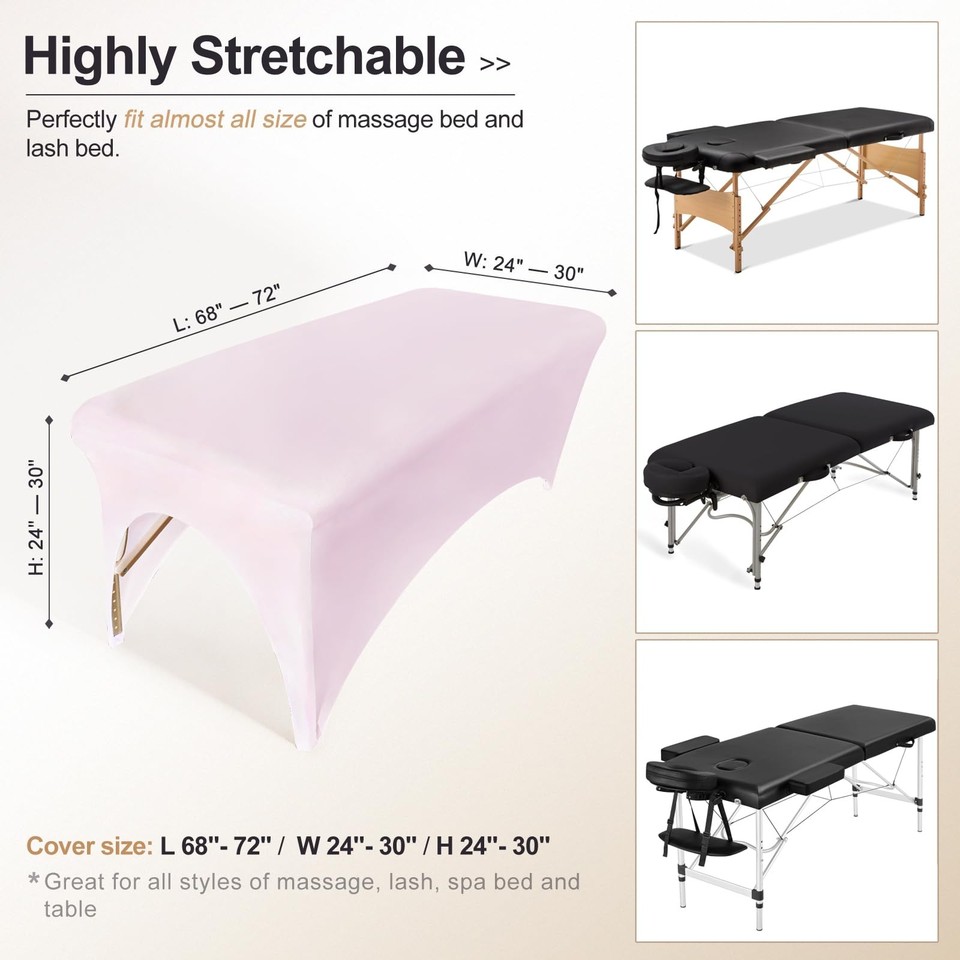 2-Piece Spa Bed Cover Professional Lash Massage Table Stretchy Pink | eBay