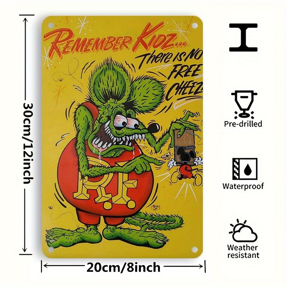 Vintage Rat Fink Retro Garage Nursery Tin Metal Signs Home Décor 8x12 ...