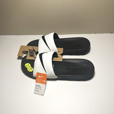 Nike Benassi Solarsoft Men's Size 15 Slides Sandals White Black 705474 ...