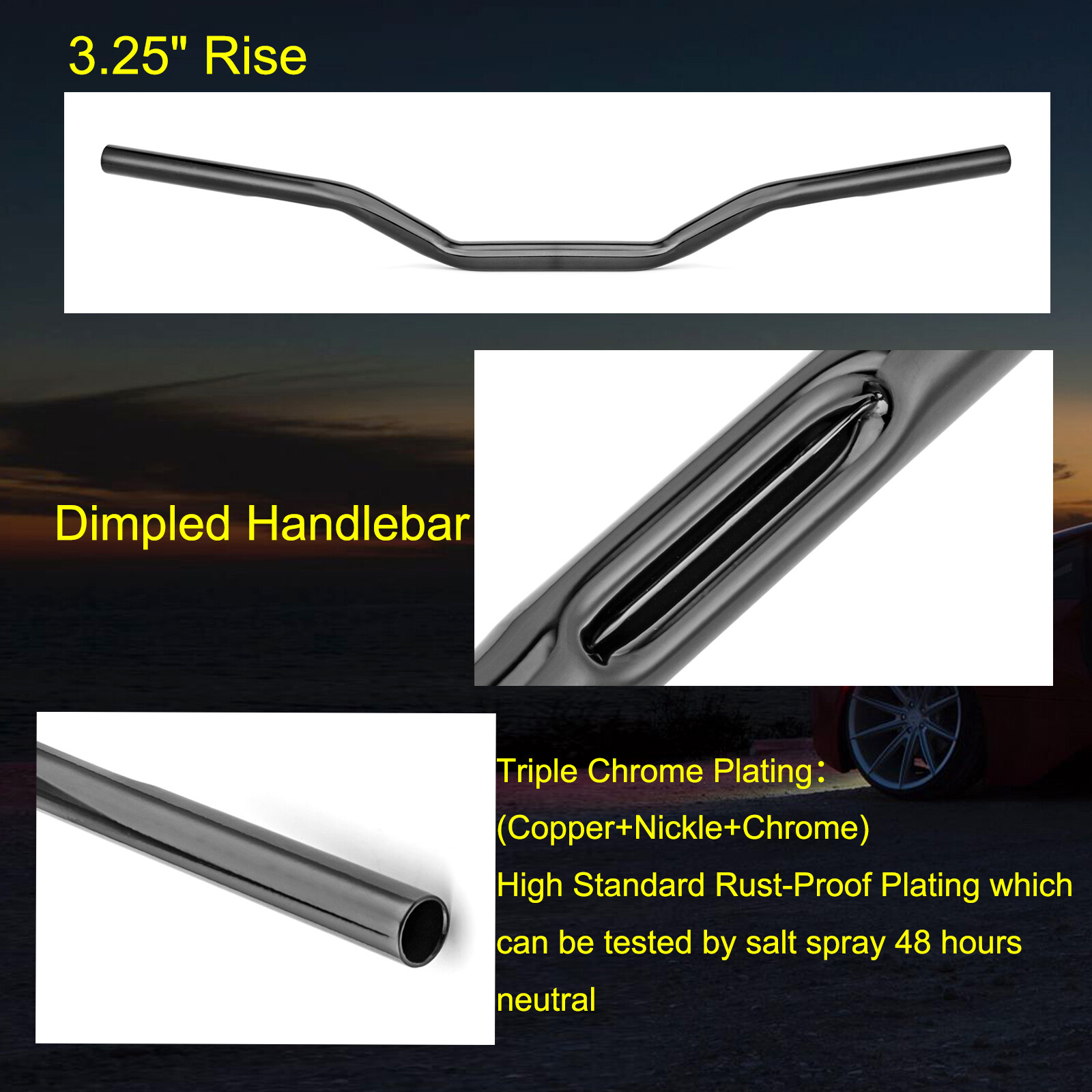 1" inch Motorcycle Drag Bar Handlebars For Harley Sportster Honda ...