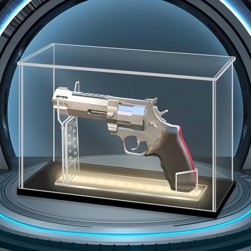 Gun Display Case Acrylic 11" LED Light Handgun Pistol Revolver Stand ...