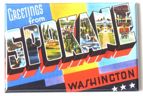 Greetings from Spokane Washington FRIDGE MAGNET travel souvenir "style ...