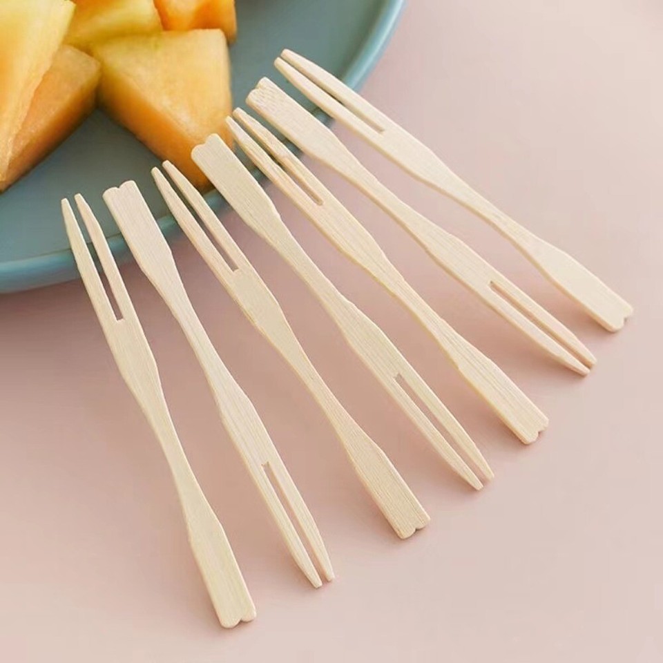 Portable Bamboo Stick Fork Bamboo Fruit Sticks New Disposable Fork | eBay