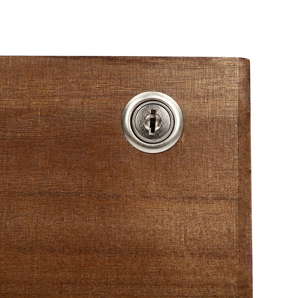 2-tier Wooden Desktop Storage Box W/Lockable Drawers Walnut Flat File ...