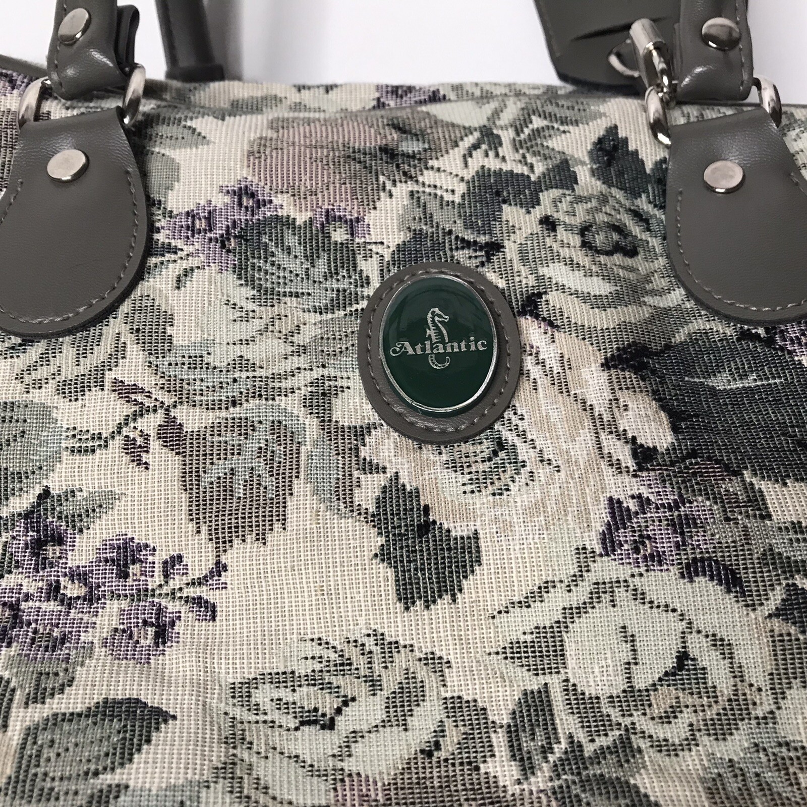 VINTAGE Atlantic Brocade Tapestry Green Floral Carry On Bag Luggage ...