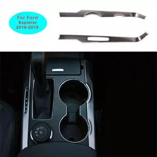2x Silver Steel Console Gear Shift Both Side Cover Strip Trim For ...
