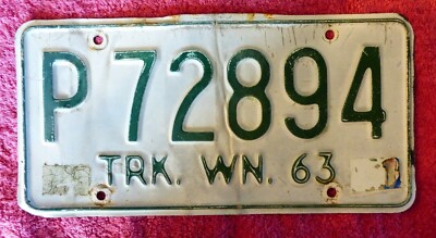 Vintage 1963 Washington State Truck License Plate P 72894 | eBay