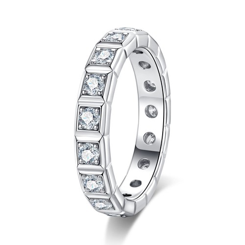Moissanite Wedding Band Eternity Rings for Women Men D Color VVS1 S925 ...