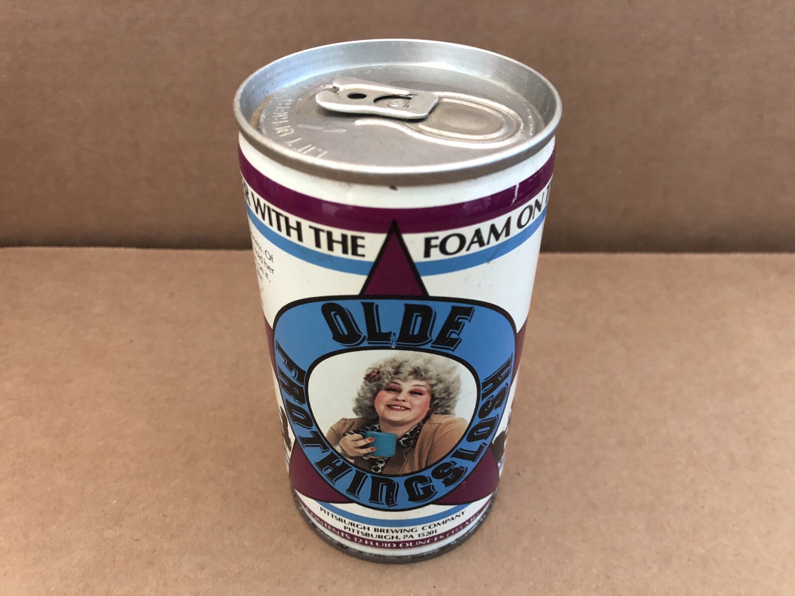 #8 Vintage MISSE OLDE FROTHINGSLOSH Pull Tab Beer Can Purple Blue foam ...