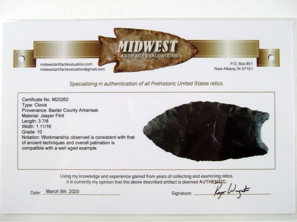 Super Fine Colorful G10 Arkansas Clovis Point with COA Arrowheads Artifacts | eBay