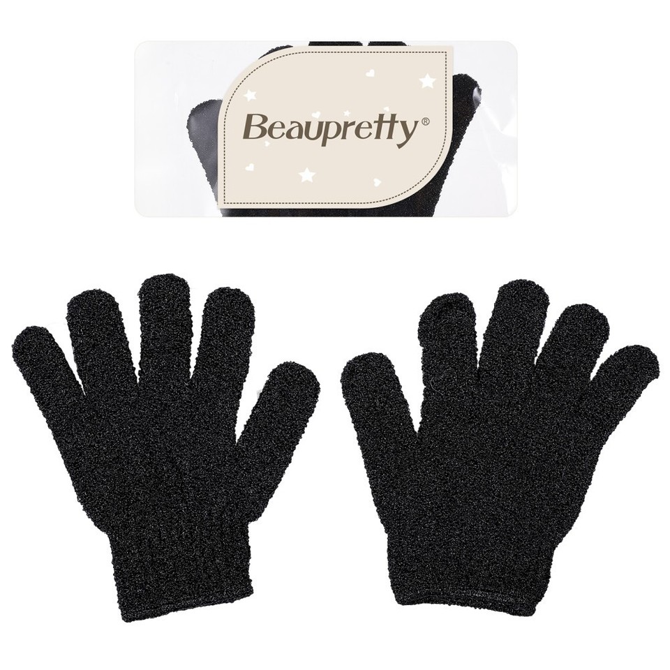 2Pcs Black Nylon Exfoliating Shower Gloves Body Scrubber Gloves for ...