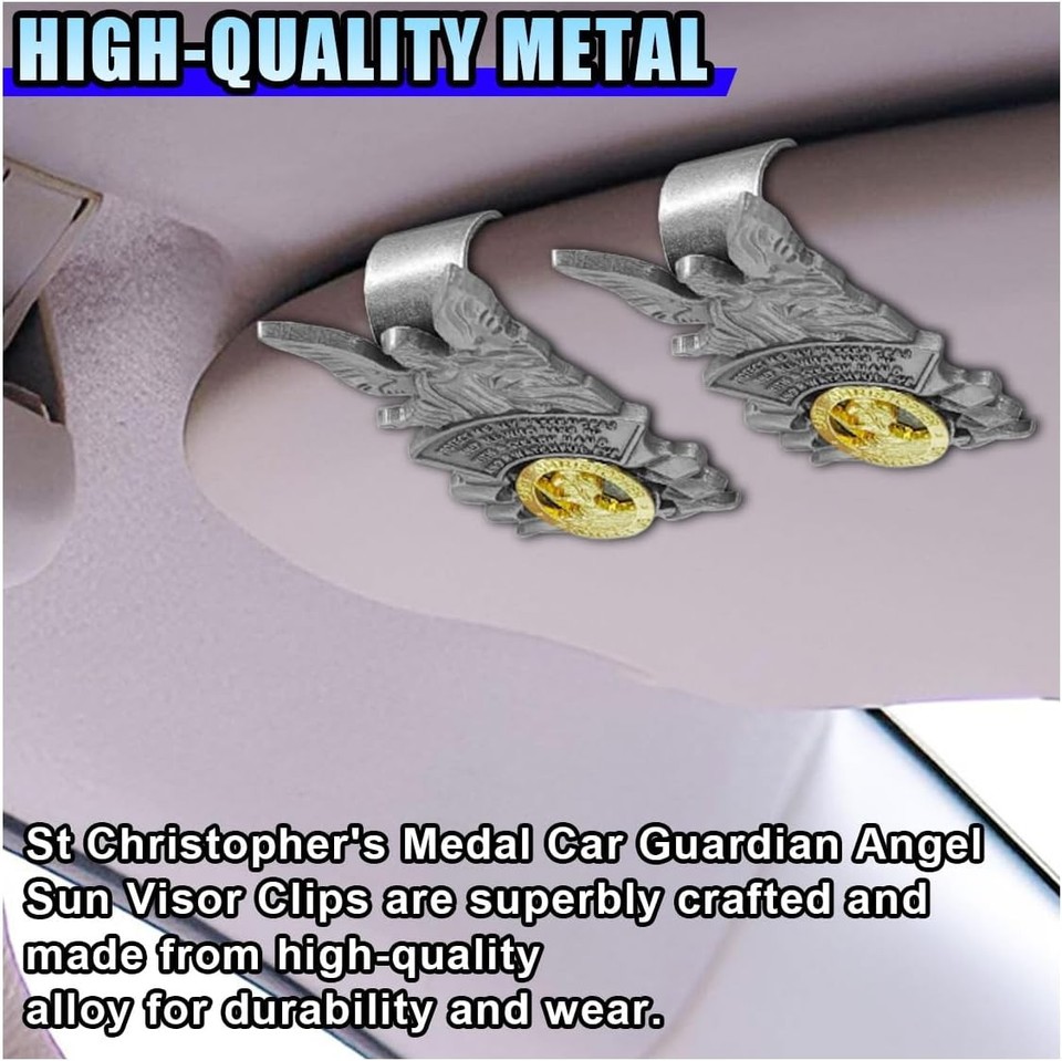 St Christopher Medal for Car Visor Clip, Guardian Angel Car Medal ...