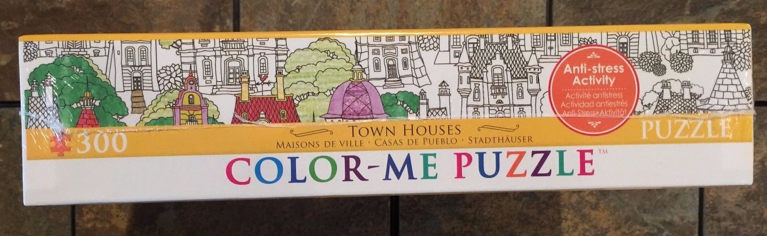 Color Me Jigsaw Puzzle 300 PC Town Houses Grown up Relax City ...
