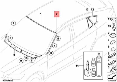 BMW OEM 08-14 X6 Windshield-Pillar Side Molding Trim Surround Right ...