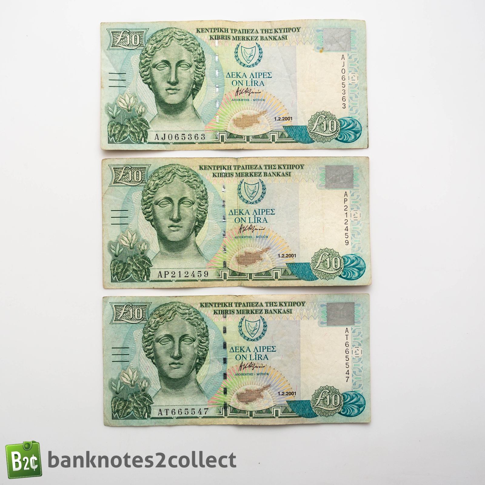CYPRUS: 3 x 10 Cypriot Pound Banknotes. | eBay