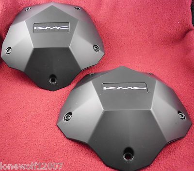 KMC Wheels Flat Black Custom Wheel Center Caps Set of 2 # 398L212 ...