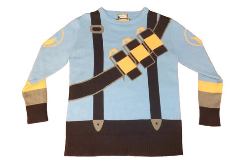 Team Fortress 2 TF2 Pyro Ugly Sweater Blue Officially Licensed Men's ...