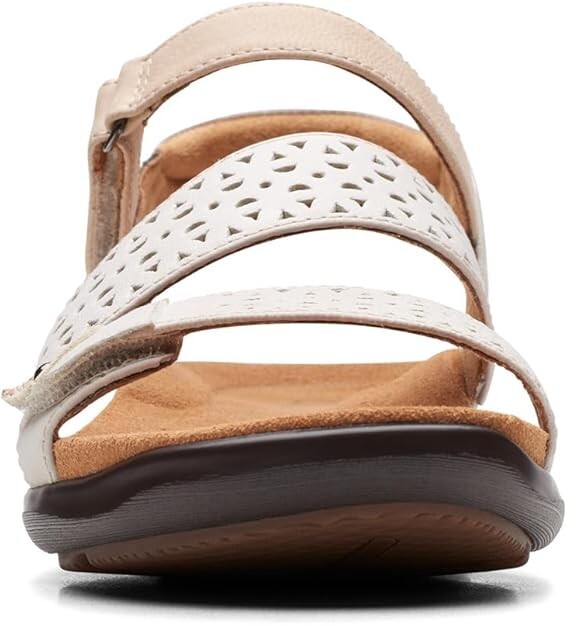 Clarks Womens Kitly Way Sandals White Leather 6.5 Wide | eBay
